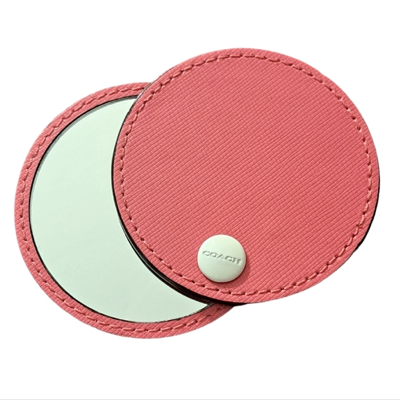 Coach | Accessories | Coach Leather Round Compact Mirror | Poshmark